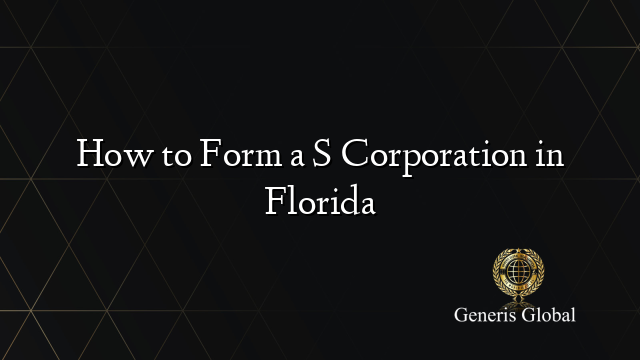 How to Form a S Corporation in Florida