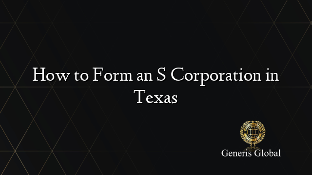 How to Form an S Corporation in Texas