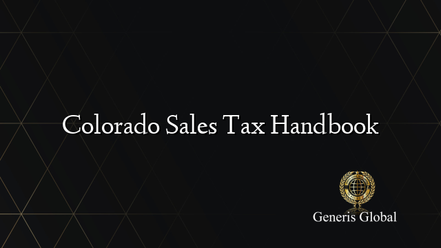 Colorado Sales Tax Handbook
