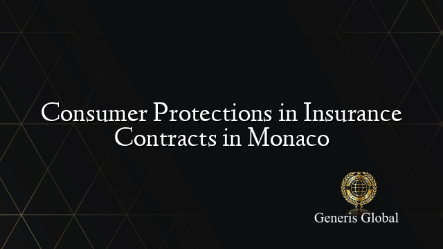 Consumer Protections in Insurance Contracts in Monaco