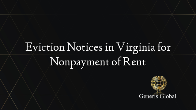 Eviction Notices in Virginia for Nonpayment of Rent