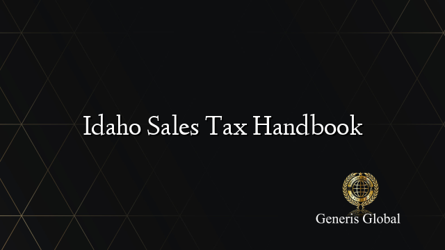 Idaho Sales Tax Handbook