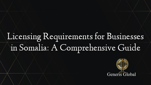 Licensing Requirements for Businesses in Somalia: A Comprehensive Guide