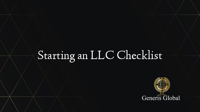 Starting an LLC Checklist