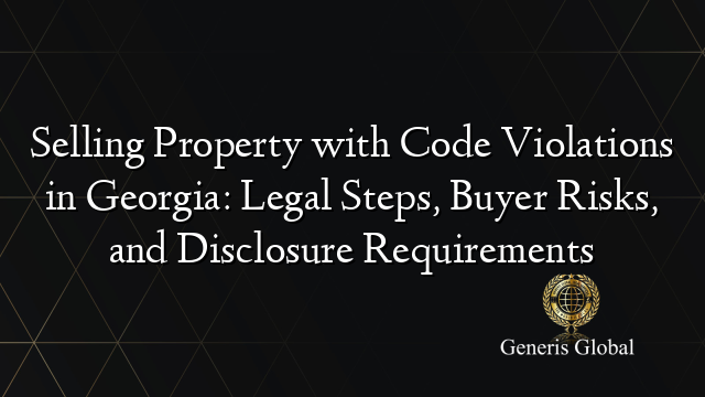 Selling Property with Code Violations in Georgia: Legal Steps, Buyer ...