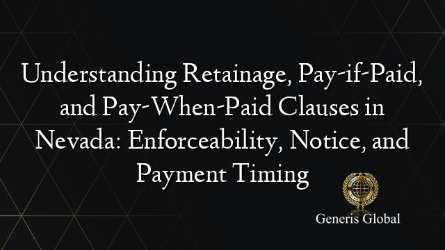 Understanding Retainage, Pay-if-Paid, and Pay-When-Paid Clauses in ...