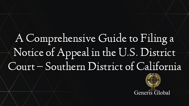 A Comprehensive Guide to Filing a Notice of Appeal in the U.S. District ...
