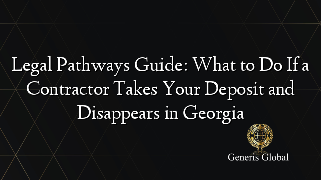 Legal Pathways Guide: What to Do If a Contractor Takes Your Deposit and ...