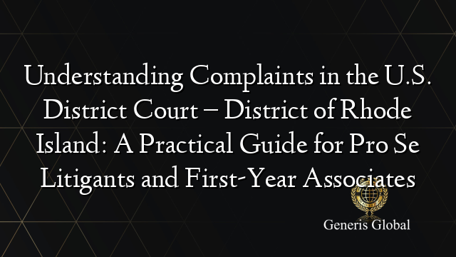 Understanding Complaints in the U.S. District Court – District of Rhode ...