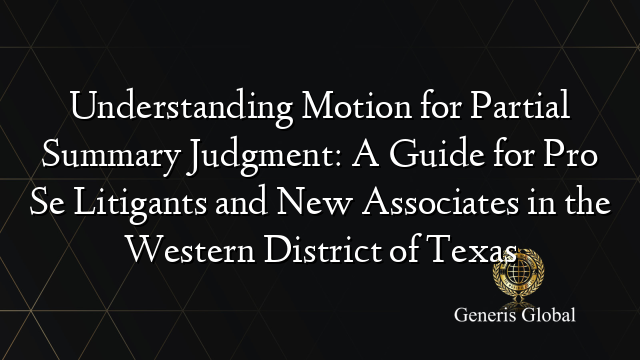Understanding Motion for Partial Summary Judgment: A Guide for Pro Se ...