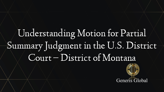 Understanding Motion for Partial Summary Judgment in the U.S. District ...
